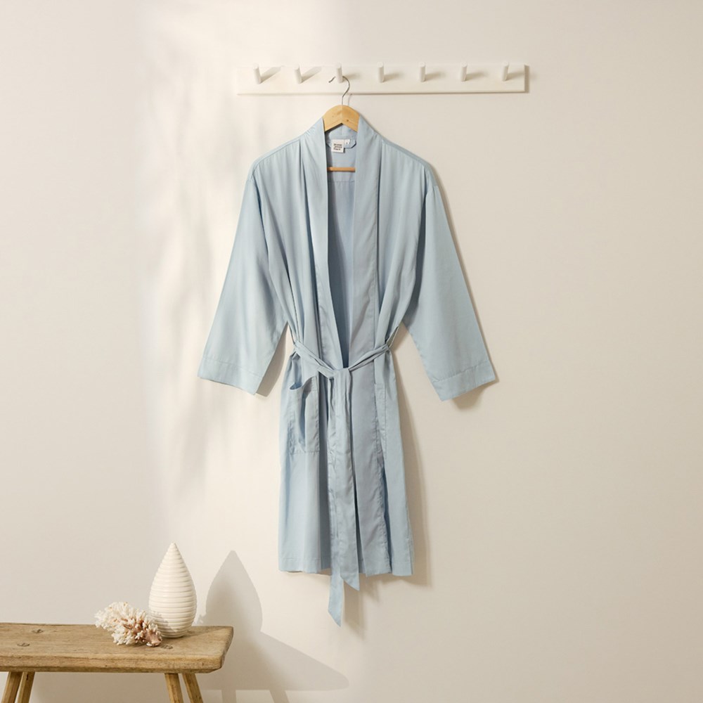 Bamboo Cotton Bathrobe - Sky | George Street Linen