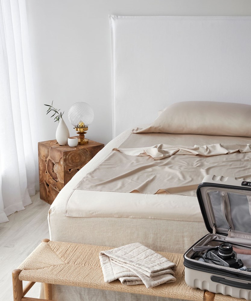 Bamboo Cotton Travel Bed Sheet - Natural | George Street Linen