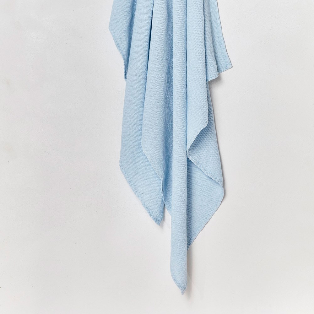 Stone Wash Linen Waffle Bath Sheet - Powder | George Street Linen