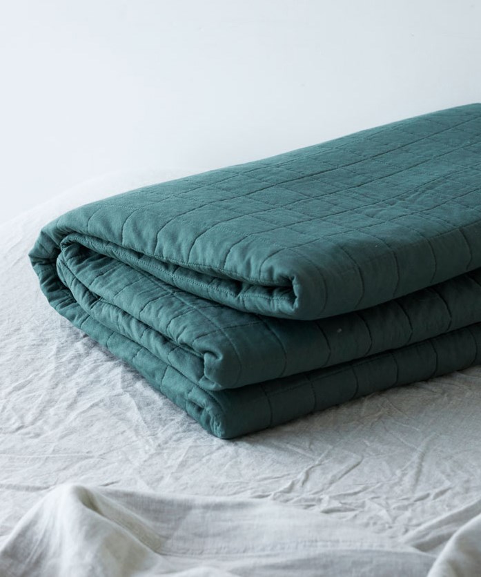 Cambric Cotton Coverlet Set - Ocean | George Street Linen