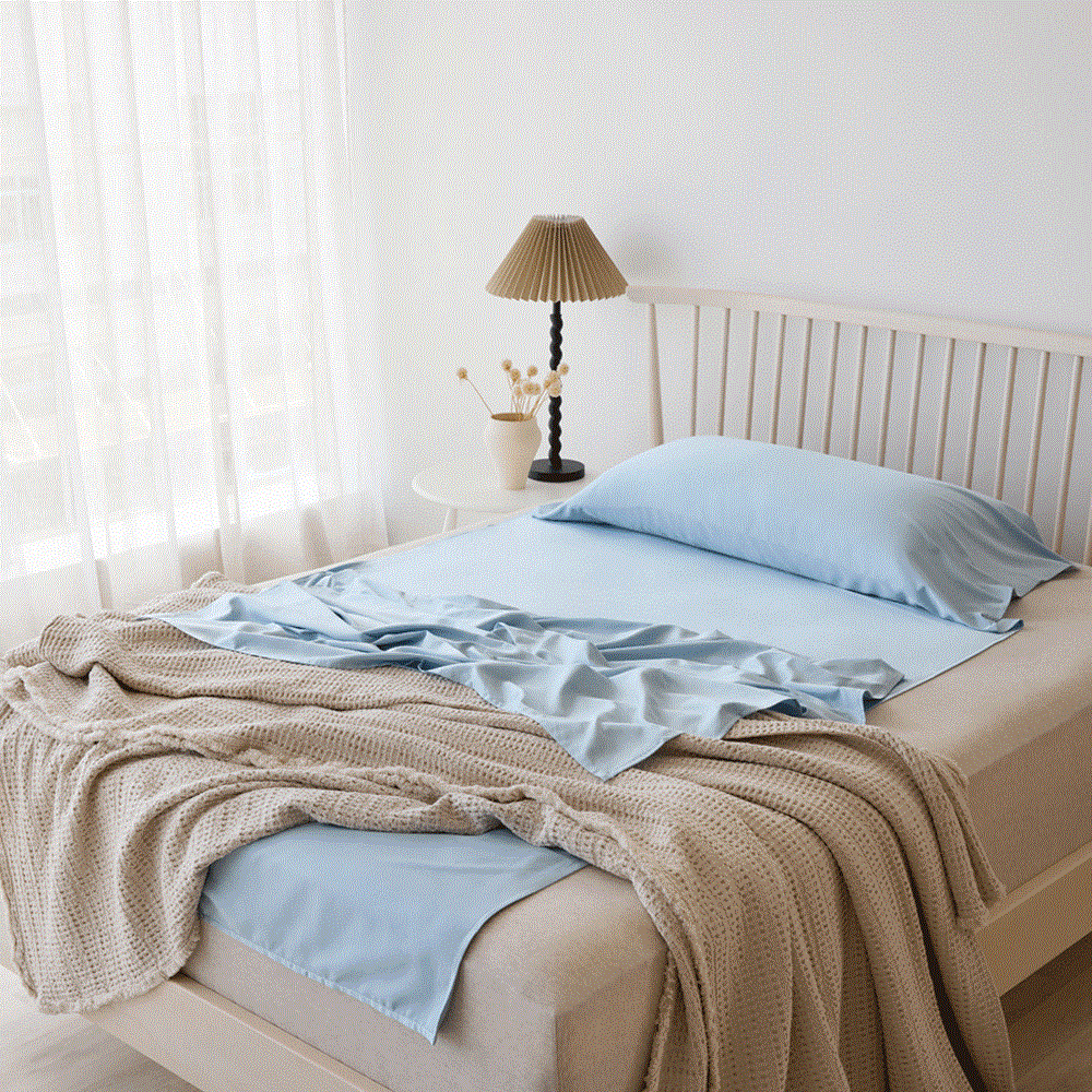 Bamboo Cotton Travel Bed Sheet - Sky | George Street Linen