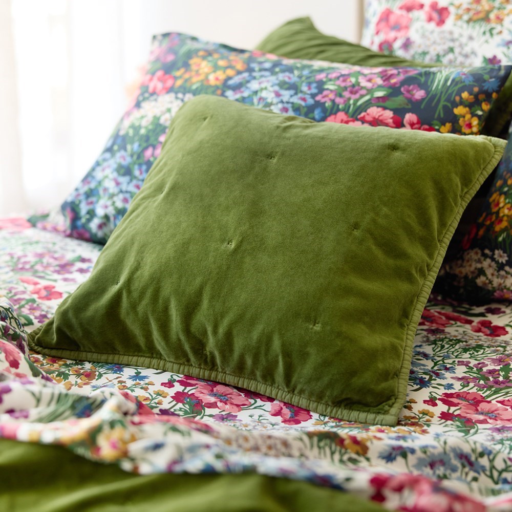 Venus Cotton Velvet Cushion Cover - Foliage | George Street Linen