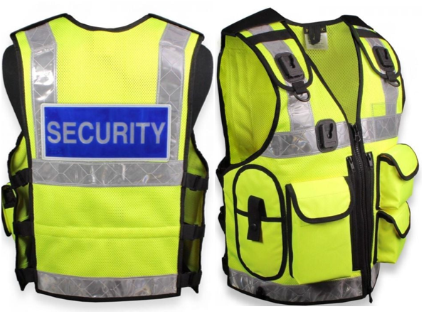 One Size Fits All Yellow Tactical Security Vest c/w Blue Security Logos ...